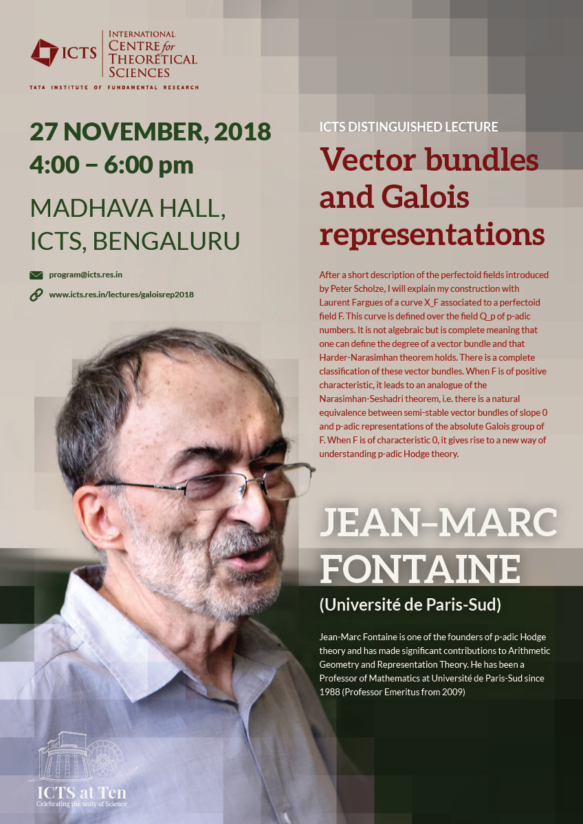 Vector bundles and Galois representations | ICTS