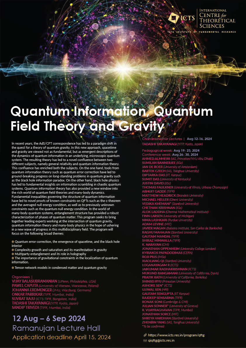 Quantum Information, Quantum Field Theory and Gravity | ICTS